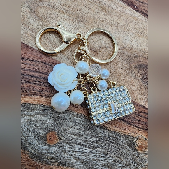 Bags | New Rhinestone Purse W Faux Pearl Bag Charm | Poshmark